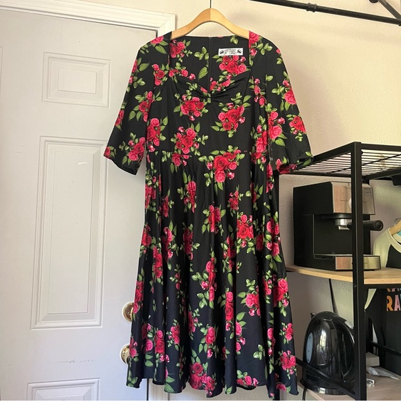 Hell Bunny | Dresses | Hell Bunny Vixen Red Black Rose Floral Pinup ...